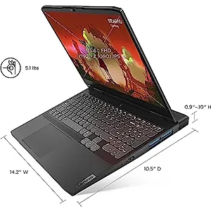 Lenovo 2023 IdeaPad Gaming 3 Gaming Laptop, 15.6" FHD Display, AMD Ryzen 5 6600H up to 4.5GHz, NVIDIA GeForce RTX 3050, 16GB DDR5 RAM, 512GB SSD, Wi-Fi 6, Bluetooth, Windows 11 Home, ‎Onyx Grey