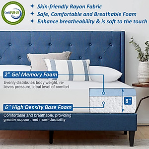 Hudada Queen Mattress, 8 Inch Gel Memory Foam Mattress CertiPUR-US Certified Foams, Medium Firm Mattresses Cool Sleep & Pressure Relief, Mattress-in-a-Box, Queen Size