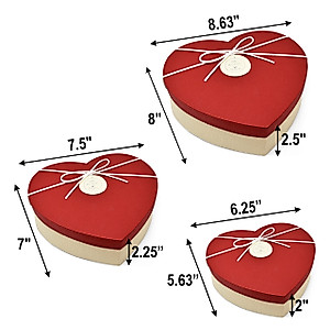 Valentine's Day Heart Shaped Gift Boxes 3 Pack Red and Off White Valentine Hearts Treat Box with Lids & Ribbon Bow Valentines Nesting Cookie Box for Gift Giving Holiday Decorative Present Wrapping