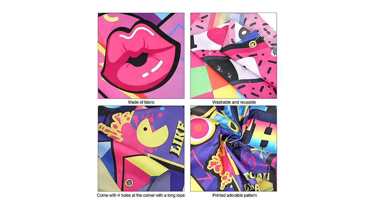Retro 90s Banner for Parties | DPKOW 1990s Backdrop | Vibrant & Durable