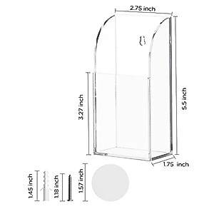 HBlife Acrylic Remote Holder Organizer, Clear TV Remote Control Holder Wall Mount Remote Caddy for Bedside, Media Organizer Storage Box 1 Compartment