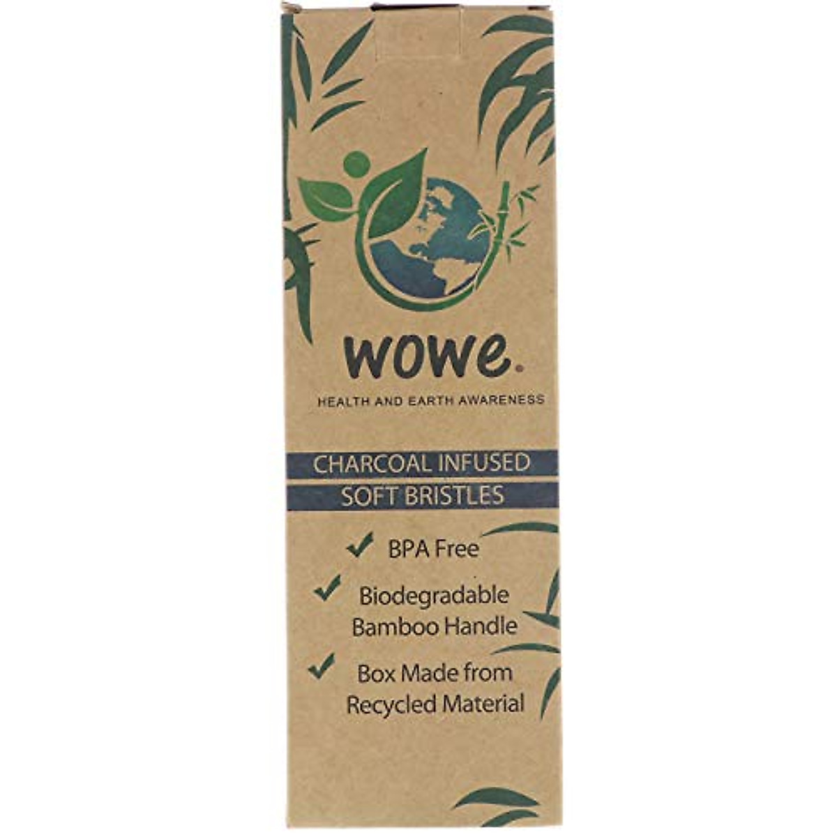 Wowe Lifestyle Natural Organic Bamboo Toothbrush Wood, Ergonomic Biodegradable Handle, Soft BPA Free Bristles, Pack of 4 (Celebrate)