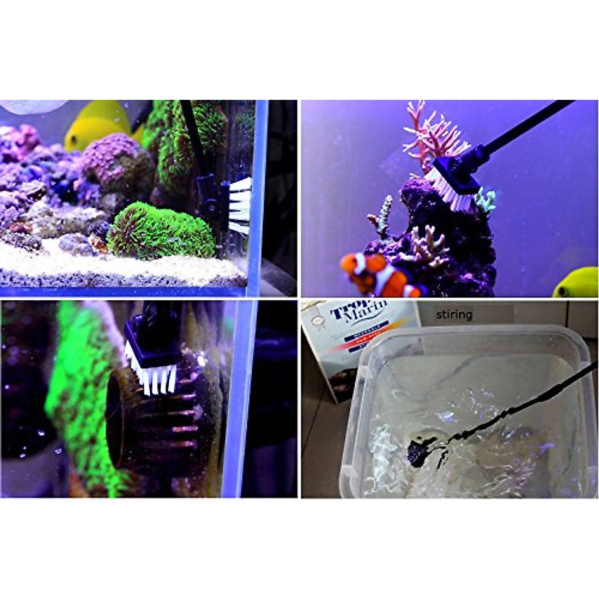 QANVEE Aquarium Algae Scraper Cleaner Brush with 10 Stainless Steel Blades for Fish Reef Plant Glass Tank 26 Inch