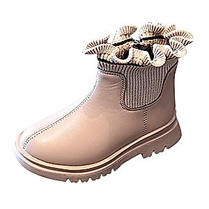 Girls Shoes Solid Color Short Boots Shoes Fashion Non Slip Breathable Nude Women Boots Toddler on Boots (Pink, 9-9.5 Years Big Kids)