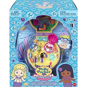 Polly Pocket Keepsake Collection Mermaid Dreams Collectible Compact, Under-The-Sea Theme, Special Box, 2 Mermaid Dolls, Wearable Ring & More, Collectible Gift, Ages 4 Years Old & Up