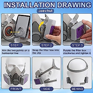 Joechul Respirator Mask with 7093 Filters - Half Face Gas Mas, Dust Mask for Chemicals, Dust, Fume, Asbestos, Silica Particulates, Welding, Grinding Sanding, Mold, Construction, Polishing Spray