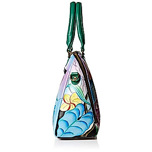 Anuschka Anna Hand Painted Leather Women's Organizer Satchel, Whimsical Garden