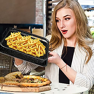 PBRO 2 Piece Copper Crisper Tray,13"L x9" W Oven Pan,Non Stick Baking Tray,Oven Baking Pan & Mesh Basket Set,Air Fryer Pan,Microwave Bacon Tray,French Fries Basket,Baking Set Kitchen Supplies -Black