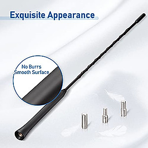 Eightwood Universal Vehicle Antenna Replacement 16 inch, AM FM Roof Mount Car Radio Antenna Mast, Flexible Rubber Antennae with M4 M5 M6 Threaded Adapter