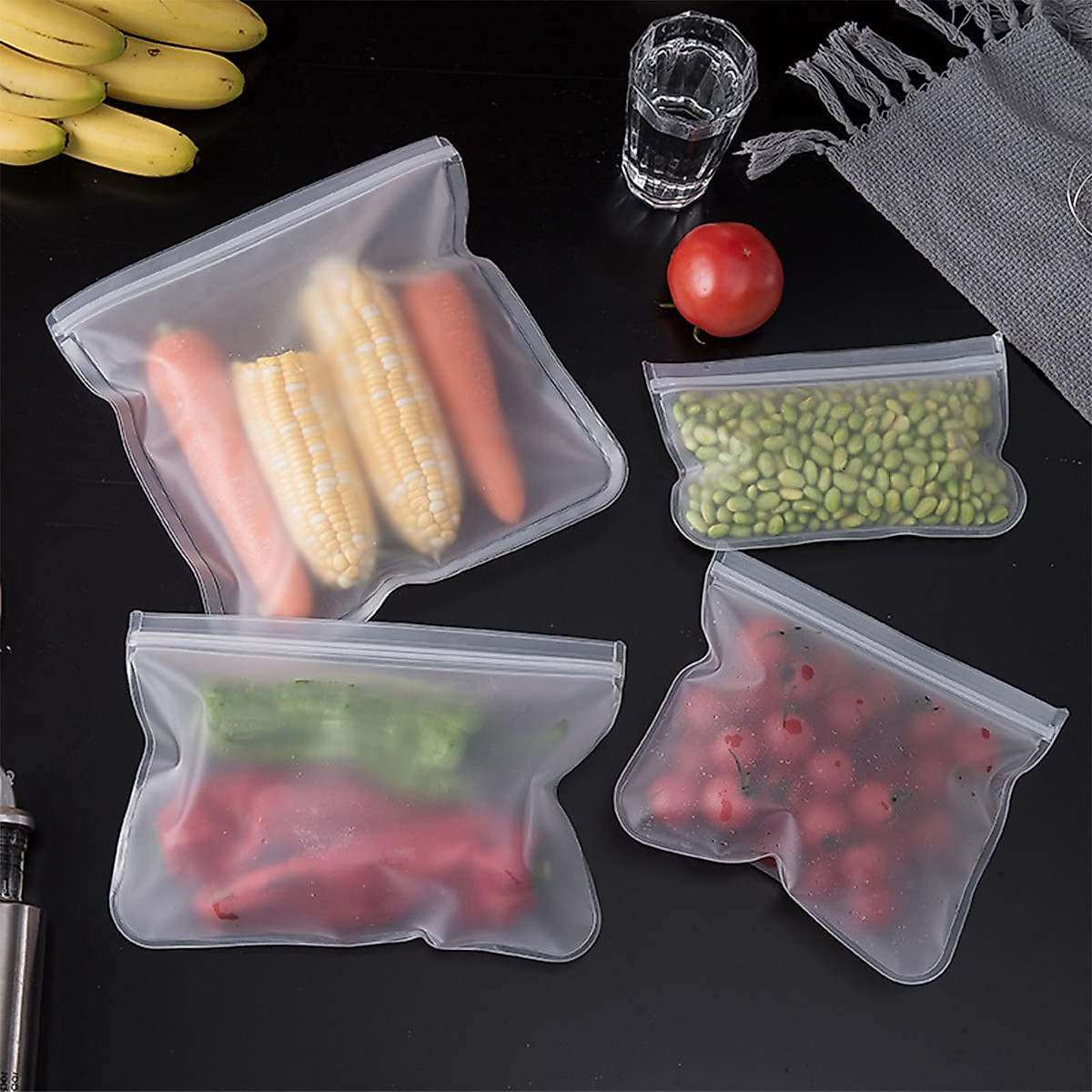 12 Pack Reusable Food Storage Bags Silicone Ziplock Bags Stasher Bag Leakproof Storage Bags for Marinate Food & Fruit Cereal Sandwich Meal Prep Travel Items Home Organization Storage