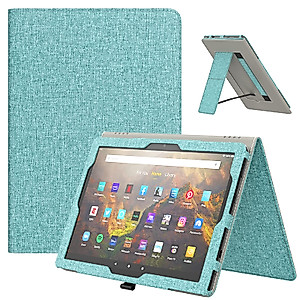 TiMOVO Case for All-New Kindle Fire HD 10 & Fire HD 10 Plus Tablet (10.1", 11th Generation, 2021 Release), Vertical Horizontal Stand Cover with Auto Wake/Sleep, Card Slot, Hand Strap, Green