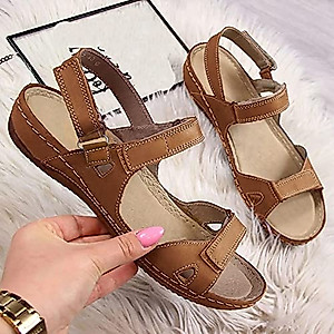 JYSwoshoe Orthopedic Sandals for Women, Womens Comfy Orthotic Sandal Anti-Slip Breathable Arch Support Platform Wedge Sandal Soft Comfortable