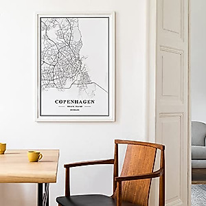 Dear Mapper Copenhagen Denmark View Abstract Road Modern Map Art Minimalist Painting Black and White Canvas Line Art Print Poster Art Print Poster Home Decor (Set of 3 Unframed) (16x20inch)