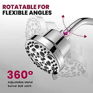 Surpzon Filtered Shower Head, High Pressure Shower Heads with Filter for Hard Water, Rainfall Shower Head of Replaceable Showerhead Filter, Luxury 8 Settings Adjustable Water Softener Shower Head