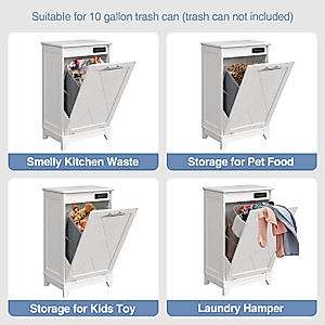 FiveWillowise Tilt Out Trash Cabinet, Kitchen Trash Can Cabinet w/Negative ion and deodorizing Function, Dog Proof 20 Gallon Garbage Can Cabinet for Kitchen, Bathroom, Living Room, White