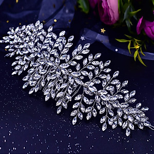 ZHENM Silver Wedding Hair Comb Bridal Headband Rhinestone Hair Accessories for Brides and Bridesmaids