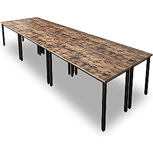 Bonzy Home Conference Tables 14ft Office Computer Desk for Meeting Room Study Writing Printer Table for 16 People Save Space Design Rustic Vintage Brown 6PCS (165.3"x47.2"x29.5")