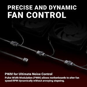 XPG Vento Pro High Performance PWM Computer Case Fan 120mm: 10-28 dBA Fan Noise - 4 Pin Connector - 75 CFM Max Air Flow - Double Ball Bearing - 120 x 120 x 25mm - 5 Yr Warranty