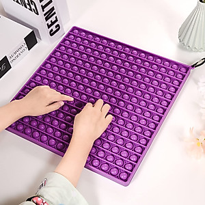 Jumbo Pop 225 Bubbles Big Pop Fidget Toy, Big Size Push Pop Sensory Toy, Cheap Blue Purple Rainbow Large Giant Huge Pops, Extra Large Square Stress Relief Autism Toy for Men and Women (Purple)