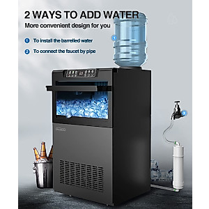 Commercial Ice Maker, SodaPer 110V Automatic Ice Making Machine Stainless Steel 180 lbs/24H, Storage Capacity 55 lbs, Freestanding Ice Maker Machine for Office/Restaurant/Bar/Coffee…