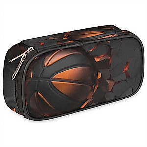 Pencil Case PU Leather Pencil Pouch Pencil Bags Soccer Pencil Organizer with Zipper, Adults Pencil Boxes Makeup Bag Ball Net Pencil Storage Bag for Office School