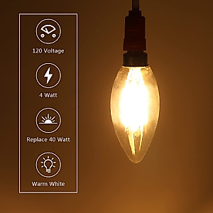 KINUR E26 Candelabra led Light Bulbs 4 Watt (40 Watt Equivalent) LED Chandelier Light Bulbs 2700K Warm White Chandelier Decorative Candle Light Bulb Ceiling Fan Bulb Non-Dimmable 10Pack