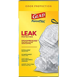 Glad Tall Kitchen Drawstring Trash Bags - Odorshield 13 Gallon White Trash Bag, Febreze Fresh Clean, White, Not Applicable, Febreze - Fresh Clean, 110 Count