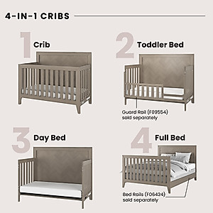 Child Craft Kieran Crib, Double Dresser and Chest Nursery Set, 3-Piece, Includes 4-in-1 Convertible Crib, Dresser and Chest, Grows with Your Baby (Crescent Gray)
