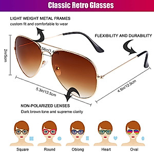 Frienda 4 Pcs 70s 80s Disco Wig Costume Set,Includes Disco Hippie Short Curly Wig,Disco Sunglasses,Moustache and Faux Gold Chain Necklace Afro Brown Wig for Disco Men Women Party