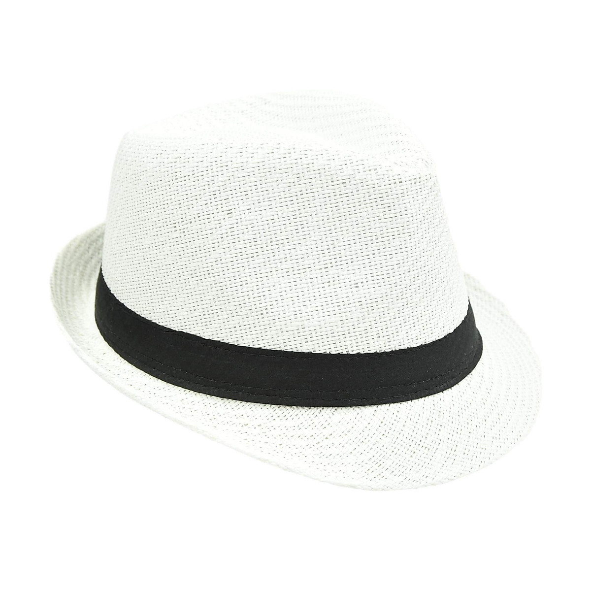 NAVISIMA 1920s Panama Style Fedora Hats for Kids Teeangers Men and Women - Sun Fedora Hat with Band - Trilby Summer Beach Hat - White (Medium)