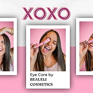 Beaueli Eye Roller and Caffeine Eye Serum - Anti Aging Skin Care with Hyaluronic Acid Niacinamide Peptide - Dark Circles Puffiness - Under Eye Bags - Wrinkles Eye Cream Massager (0.7 fl oz)