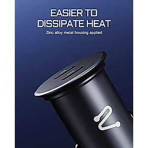 USB C Car Charger, Aergiatech 40W PD 3.0 Fast Car Charger Adapter Dual Port, Metal Type C Car Charger Compatible with iPhone 13/13 Pro/12/12 Pro/11/X/SE, Galaxy S21/S20/Note20, iPad, Pixel 4, Black