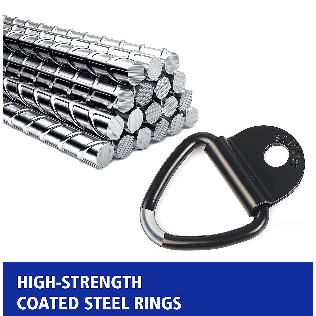 BUSY-CORNER Tie Down Anchors for Trailer, Warehouse, Boat, 10 PCS of Heavy Duty Steel V Ring Bolts, Pickups Truck Accessories(Black)