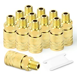 GASHER 12PCS 1/4-Inch Male Industrial Coupler,1/4 Inch NPT Male Threads Size, Quick Connect Air Coupler