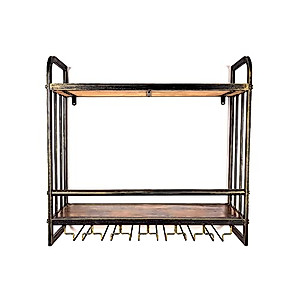 GXIONGMY (2 Tier - 23.6in) Industrial Wine Rack Wall Mounted, Easy to Install, Hanging Wine Rack, 100% Pine Solid Wood, Galvanized Steel