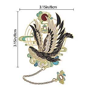 WEISHA Bookmarks Chinese Retro Carving Metal Bookmarks Hollow Out Book Clip with Pendant Pagination Mark School Supplies(Dragon)