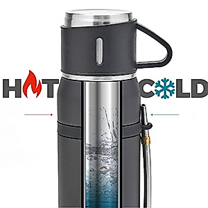 BALIBETOV Camping Thermos for Mate - Vacuum Insulated With Double Stainless Steel Wall- A Mate Thermos Specially Designed as Mate Argentino Kit that includes Bombilla and Mate Cup (Black)