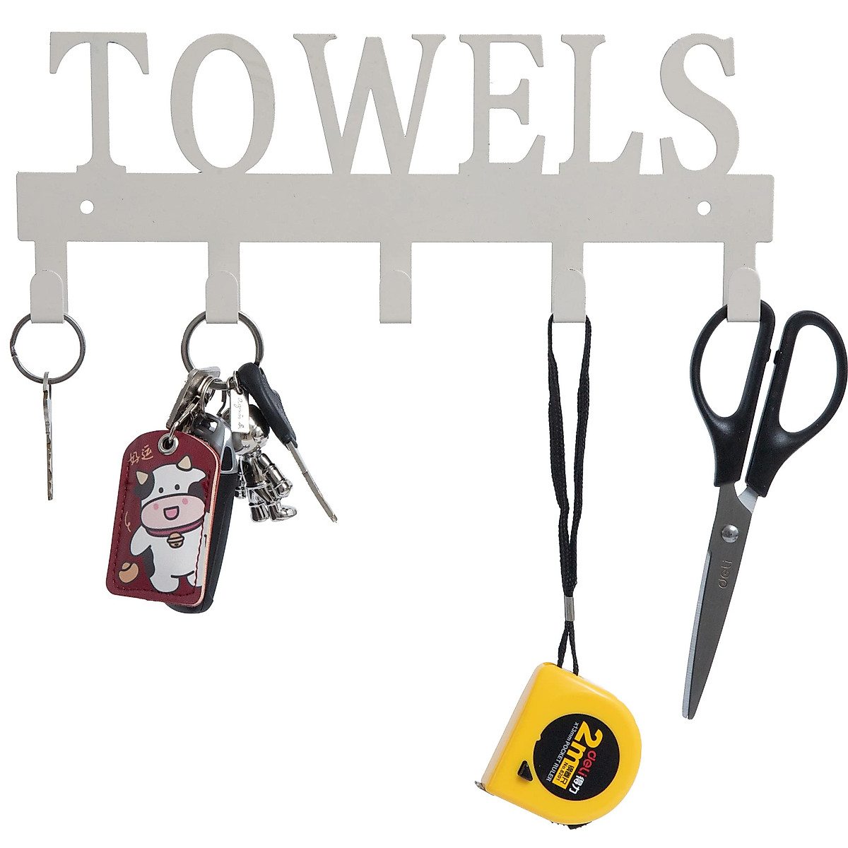 Wall Mounted small Coat Racks with 5 Hooks Hanging Holder Towel Rack for Bedroom, Bathroom, Foyers, Hallways, Entryway, Great Home, Office Storage & Organization White