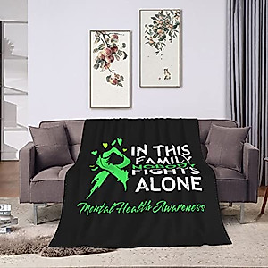 in This Family Nobody Fights Alone Mental Health Awareness Flannel Fleece Throw Blanket ,Softest Super Fluffy Bed Plush Blanket Throw, Sofa Luxury Cozy Couch Blanket 80"x60"