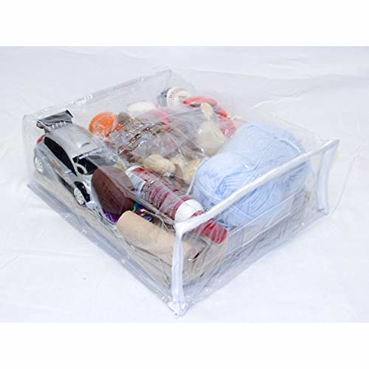 Oreh Homewares Heavy Duty Vinyl Zippered Closet Square Storage Bags (Clear) for Sweaters, Sheets, Arts & Crafts, Toys and Much More! (12" x 15" x 5") 3.9 Gallon 4-Pack