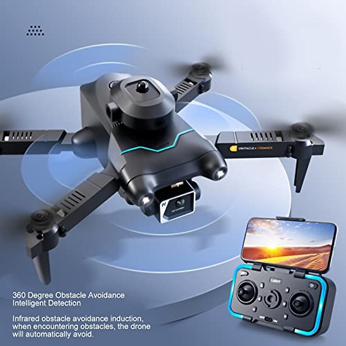 S96 Foldable Drone with 4K HD Dual Camera, Mini WIFI Drone RC Quadcopter Support APP Control, Trajectory Flight, Altitude Hold, 360° Flip, Obstacle Avoidance, for Kid Adult