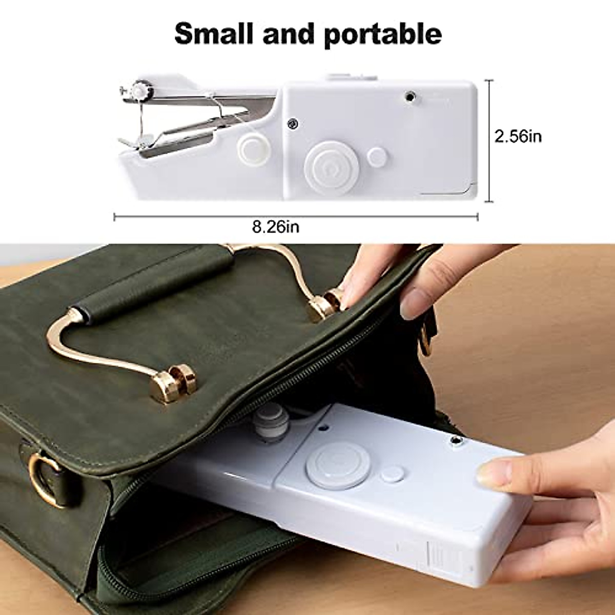 Handheld Sewing Machine, Quick Sewing Portable Sewing Machine, Mini Handheld Sewing Machine, Portable Sewing Machine Suitable for Home, White