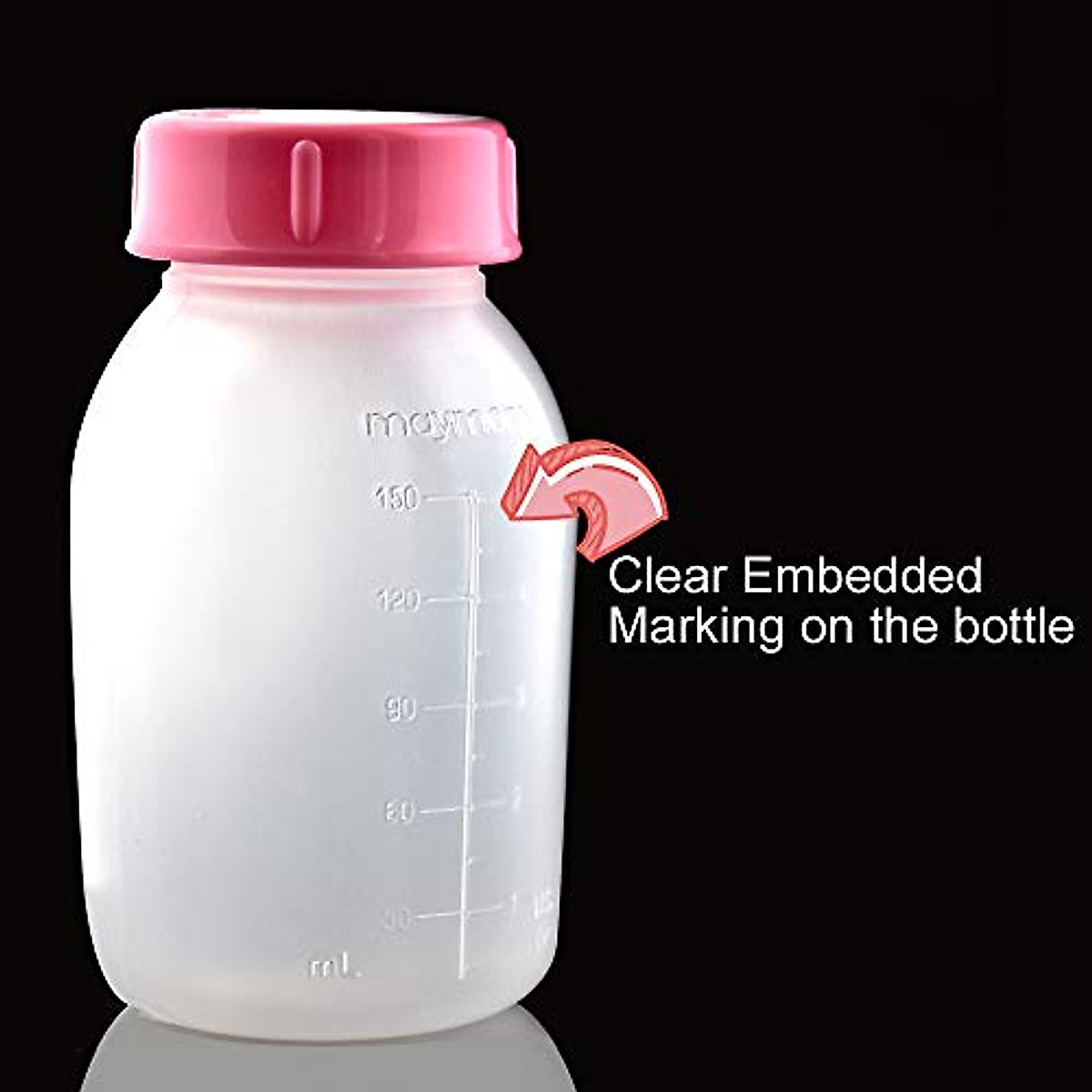 Maymom Breast Pump Bottle Compatible with Medela Pump in Style MaxFlow, Freestyle, Swing Maxi Pump, Maymom Breastshields; Compatible with Ameda MYA Joy, Finesse and Purely Yours Pumps; 8pc/pk