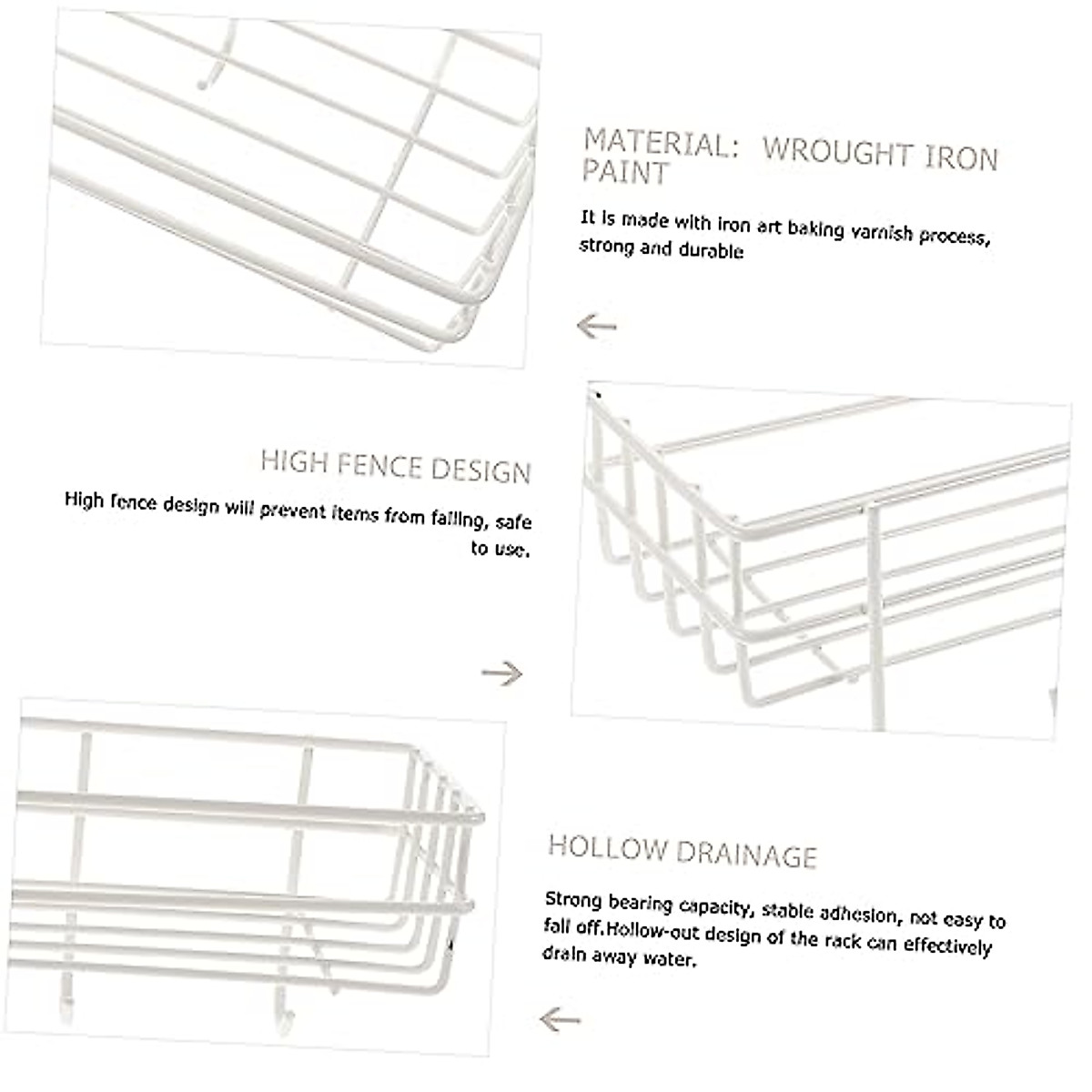 FONDOTIN 1 Set Wrought Iron Storage Rack Sink Drainer Basket Wire Bin Basket Under Desk Cable Organizer Wire Tray Cosmetic Tray Shampoo Holder Toiletry Storage Bracket Kitchen Wall Rack