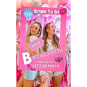 JeVenis Lets Go Party Bachelorette Photo Booth Props Hot Pink Girl Bachelorette Party Supplies for Bachelorette Bridal Shower Party Supplies