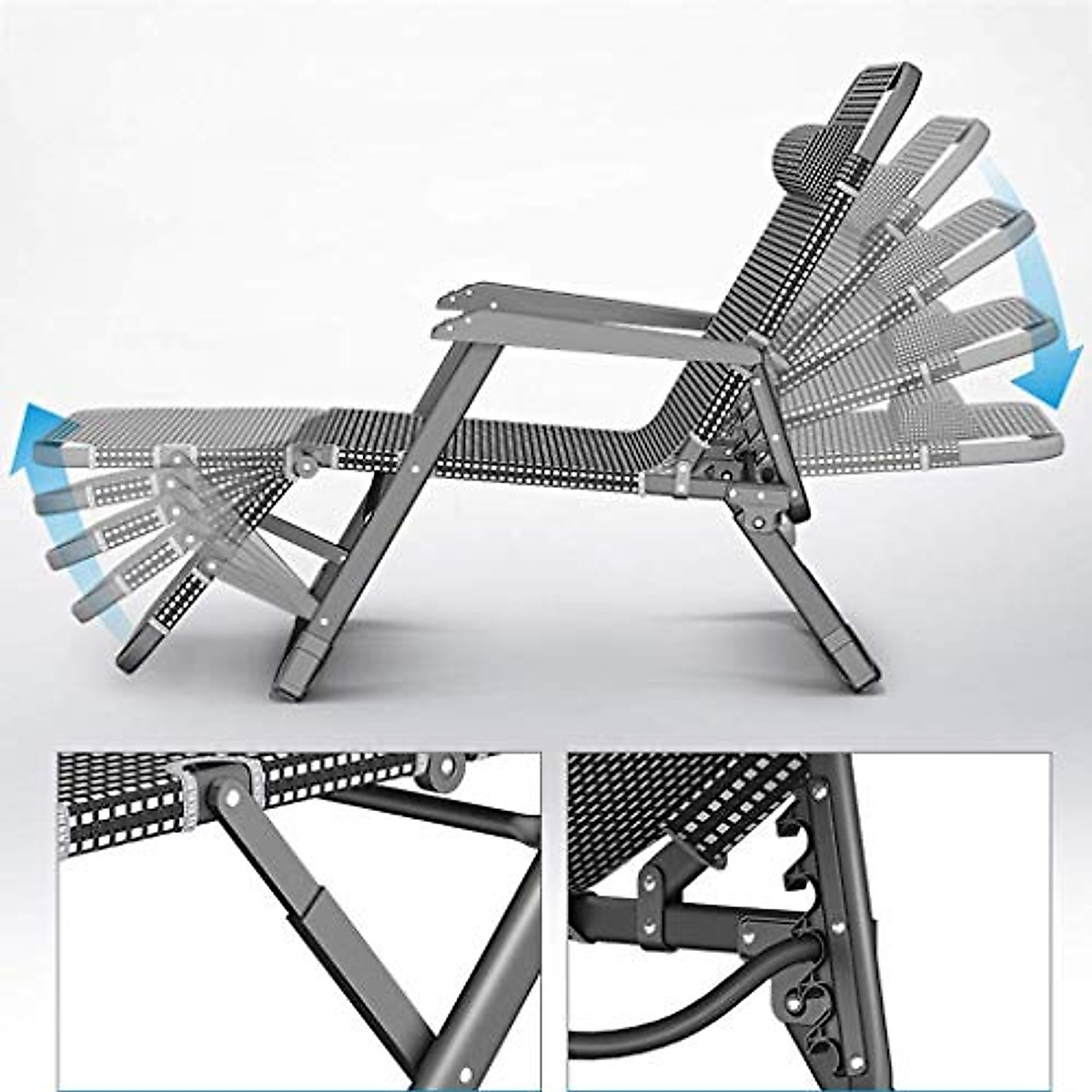 SikrEa Office Desk Chair Office Chair Folding Garden Deck Chair Sun Lounger, Beach Recliner Balcony Outdoor Sunloungers, Adjustable Backrest Teslin Fabric Iron Alloy Tube Frame