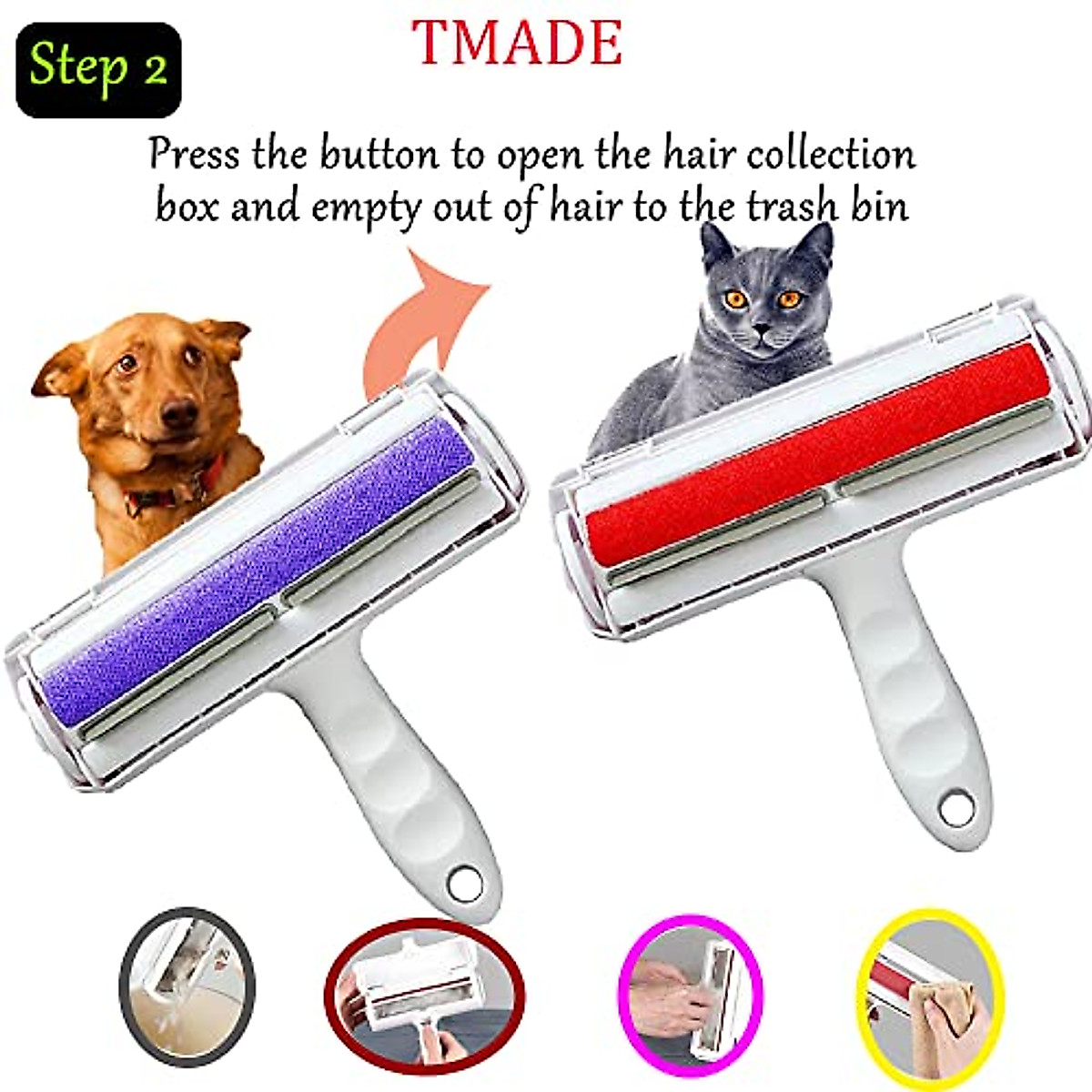 Pet Hair Remover Lint Roller - Reusable Cat and Dog Hair Removers, for Furniture, Couch, Carpet, Clothes, Car Seats, Bedding, Portable Multi-Surface, Upgraded, Rollers, Fur Removal Tool | by TMADE