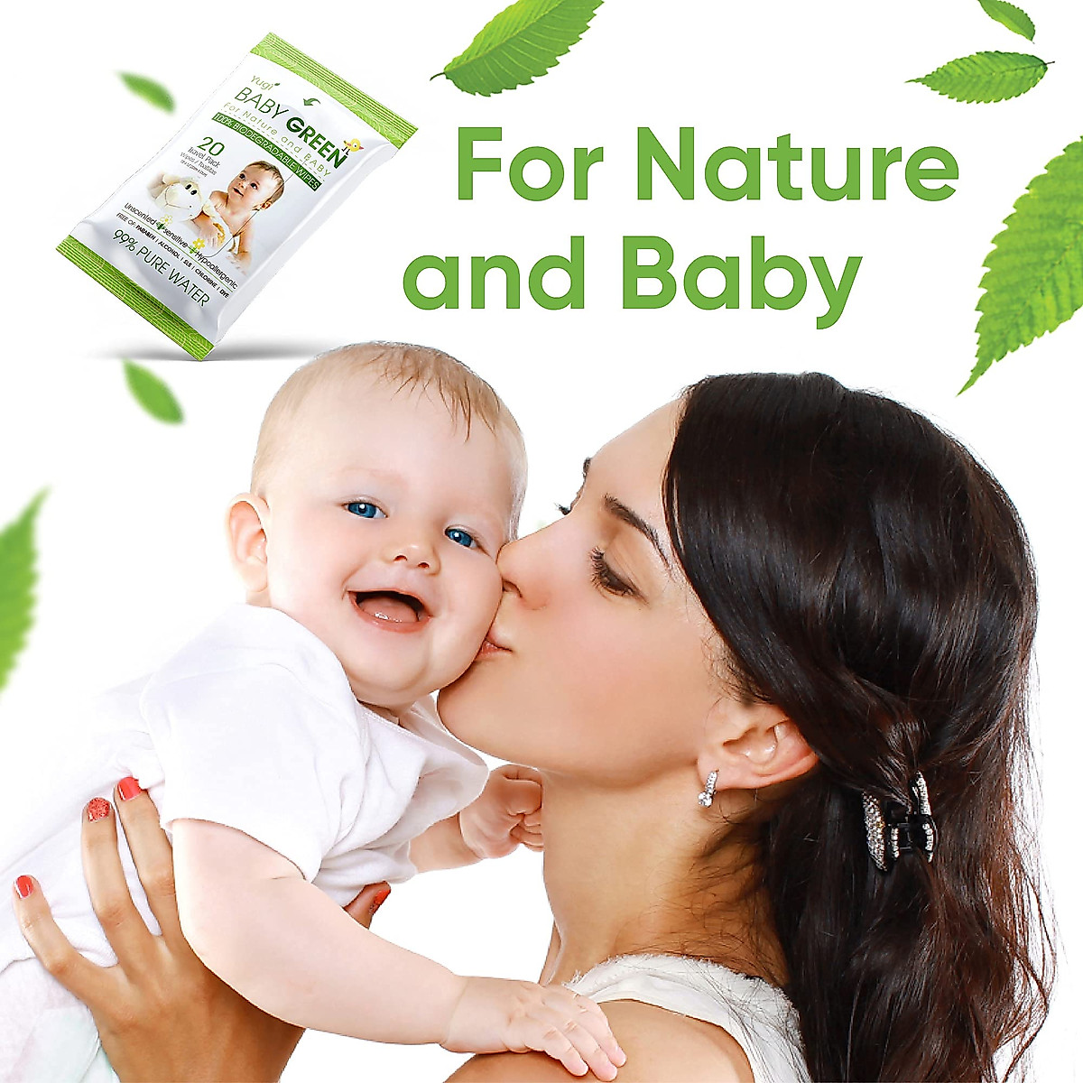 Baby Green Wipes Unscented compostable Organic Biodegradable – Travel Pack (12 Packs of 20) 240 for Sensitive Skin