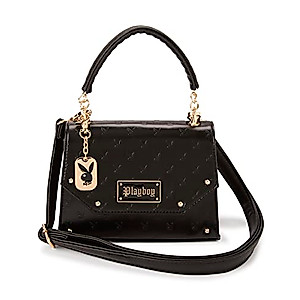 Black Embossed Playboy Bunny Shoulder Bag | Officially licensed | Exclusively at Spencer's | Adjustable straps | Snap closure | Spot clean | Imported