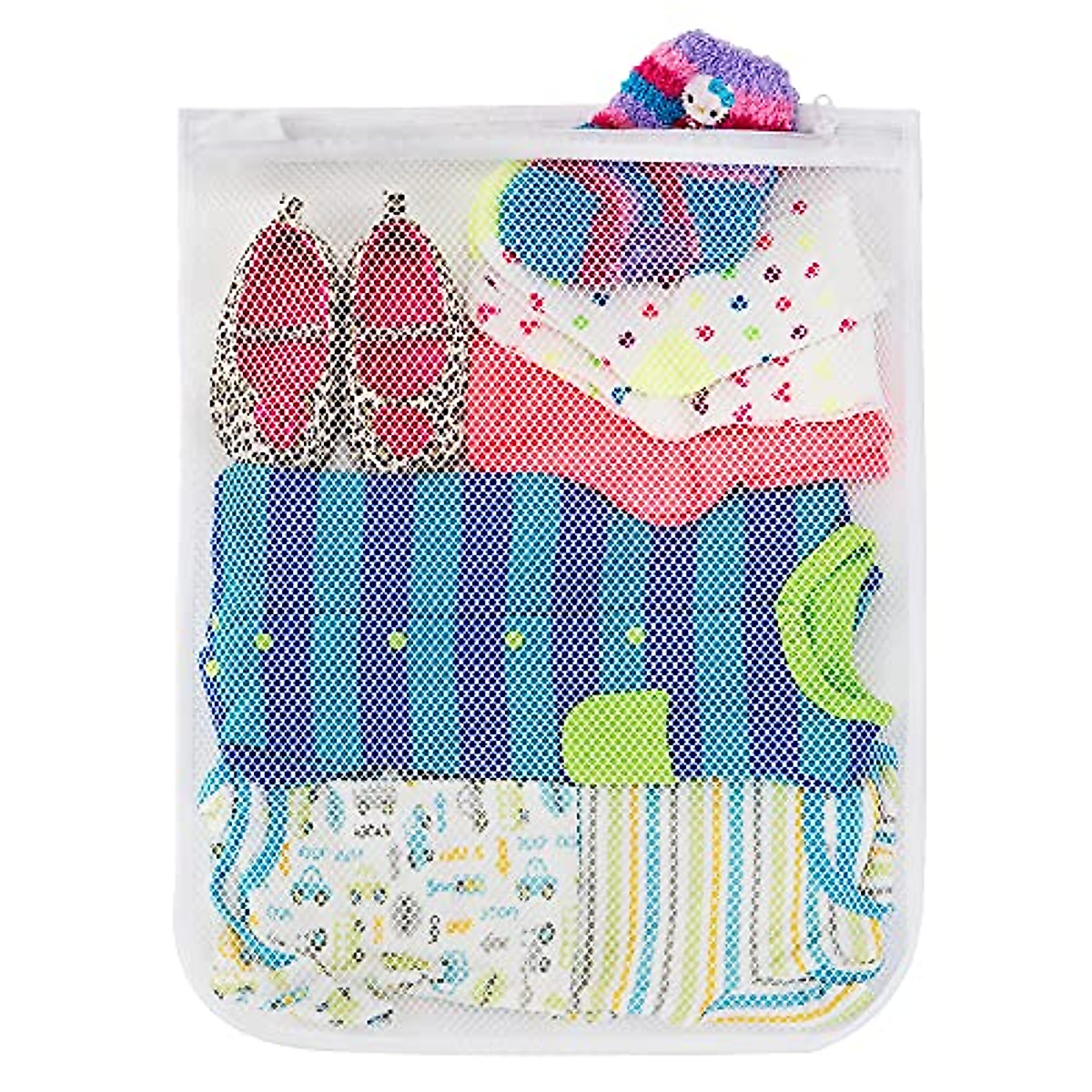 Smart Design Wash Bag w/ Safety Zipper - Washing Machine Safe - Fine Mesh Nylon Polyester - Bra, Hosiery, Pantyhose, Delicates, Lingerie, & Baby Clothes (18 x 14 Inch) [White]